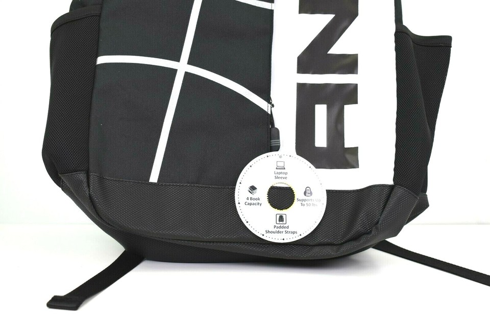 And1 Black & White Backpack, Book Bag Zip Pockets Laptop Sleeve ...