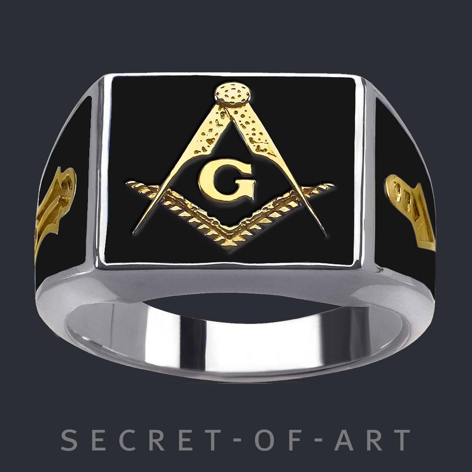 Masonic Ring Freemason jewelry gift Mason Masonry Lodge 925 Silver ...