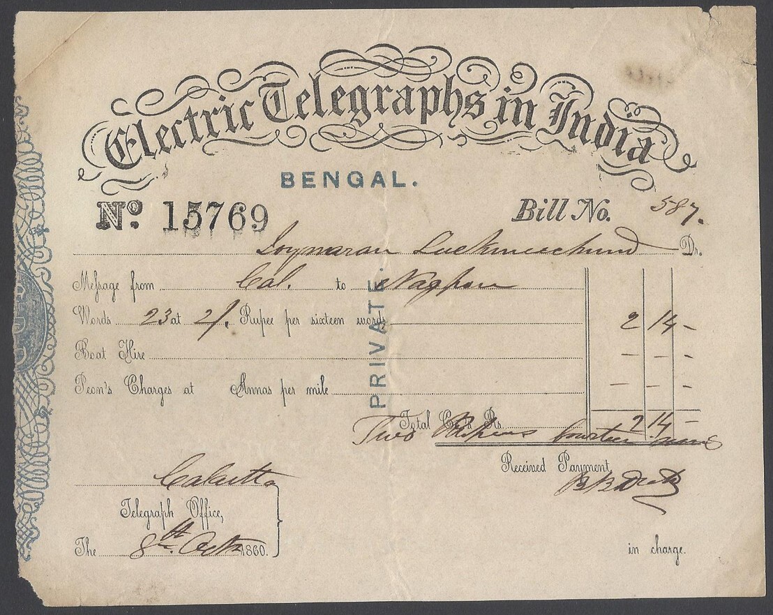 Vintage Telegram Form From Preindependence India Stop