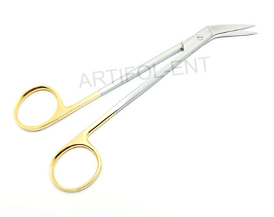 Locklin Scissor Angled 16 cm (6.25") Straight & Curved TC Gold German ...