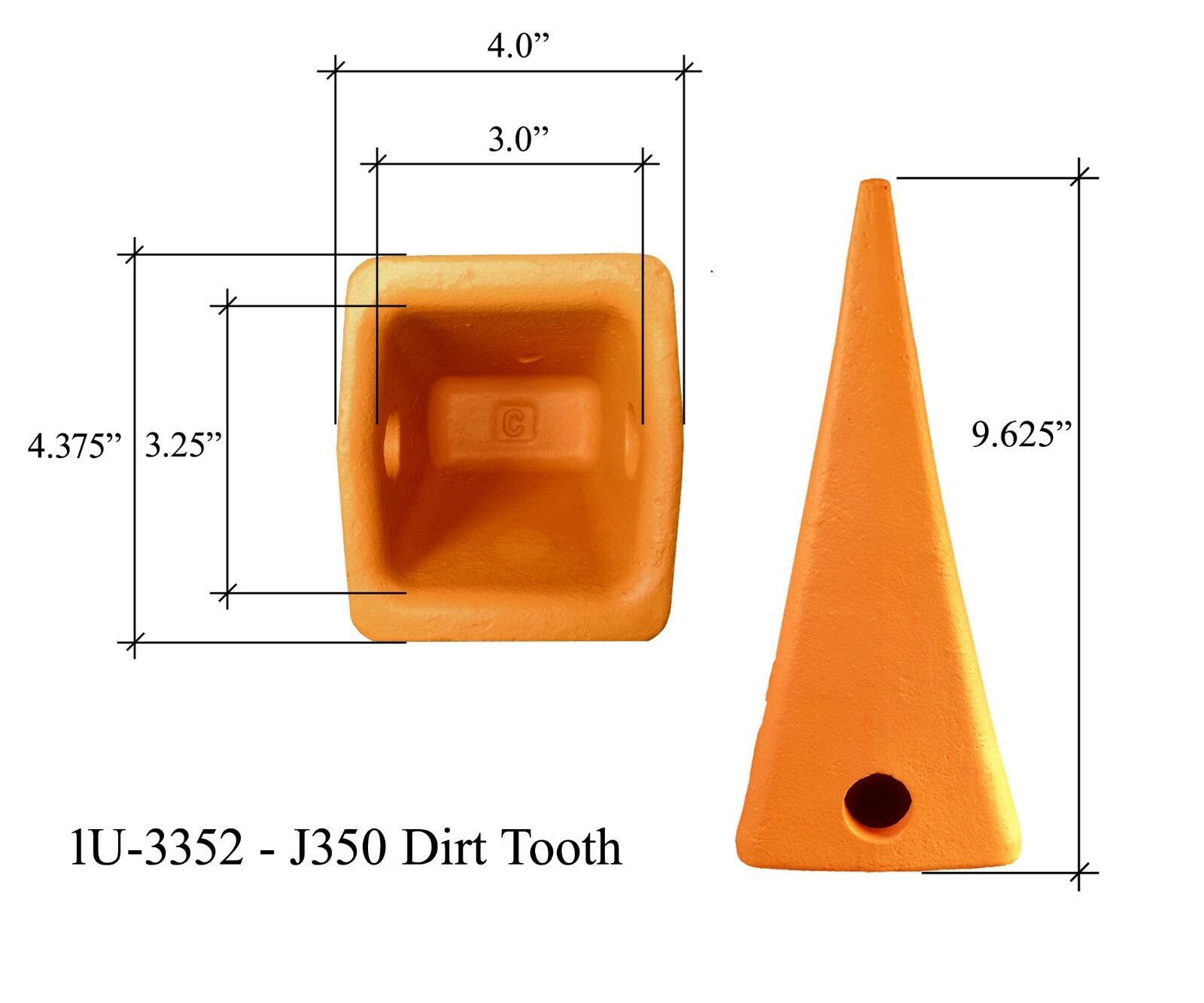 3 Caterpillar J350 Style Bucket Dirt Teeth w Pins & Retainers- 1U-3352 ...