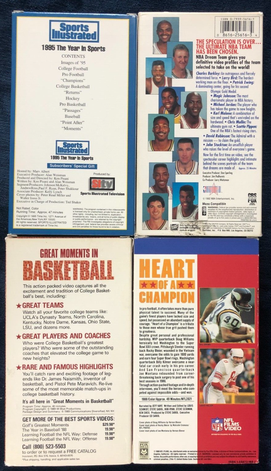 Lot of 4 Sports Documentary VHS Tapes SI The Year in Sports, NBA Dream ...