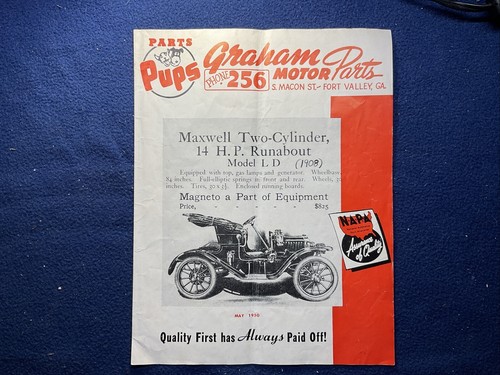 Vintage NAPA Parts Pups Catalog MAY 1950 GRAHAM MOTOR FT VALLEY GA ...