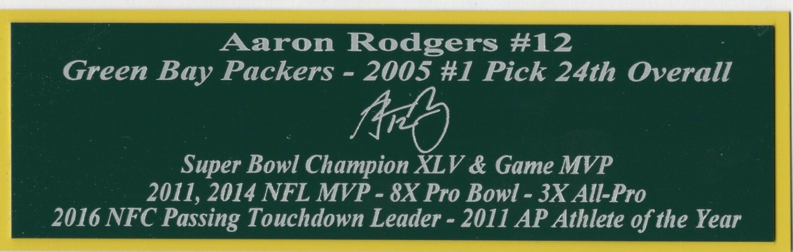 Aaron Rodgers Autograph Nameplate Green Bay Packers 2014 NFL MVP Helmet ...
