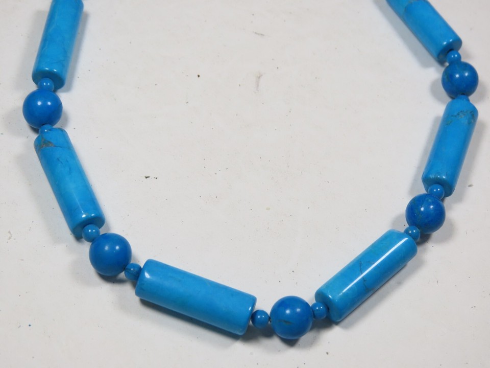 Gorgeous Vintage Blue Stone Beaded Necklace Signed Karla Jordan C4821 ...