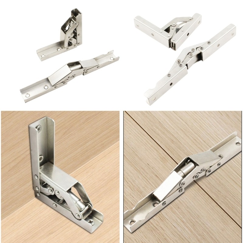 2Pcs 90 Degree Folding Hinge Table Leg Brackets Flat Spring Folding ...