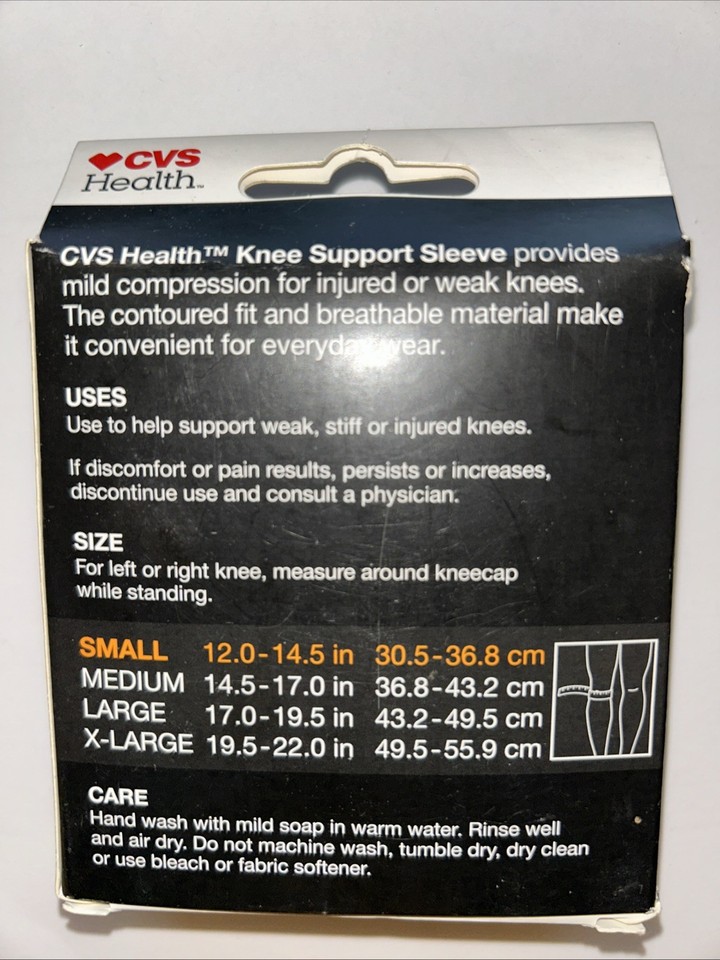 KNEE Support Sleeve CVS Health SMALL Mild Compression WHITE | eBay