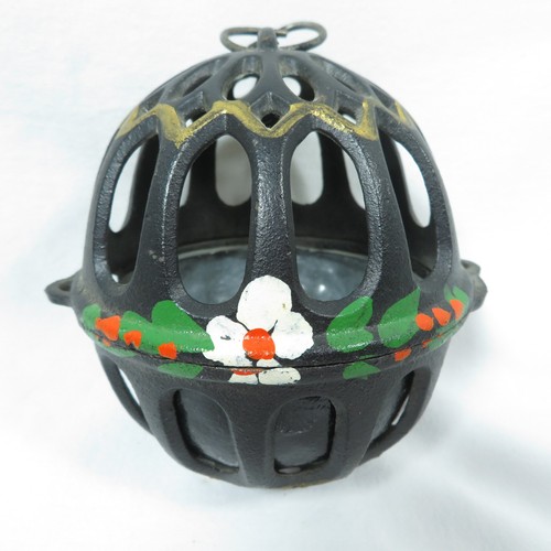 Vintage Cast Iron String Ball Holder Dispenser Painted Flowers | eBay