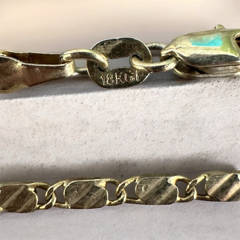 18k Real Gold Filled Diamond Cut Valentino Link Chain 22”- 3.175mm- 8g ...