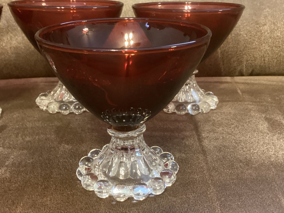4 FOOTED RED RUBY GLASS DESSERT CUPS WINE WATER GLASSES NICE | eBay