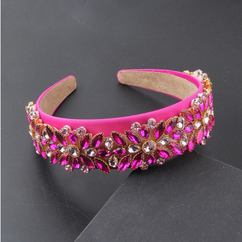 BRAND NEW WIDE LUXURY HANDMADE HOT PINK RHINESTONE HEADBAND HAIR ...