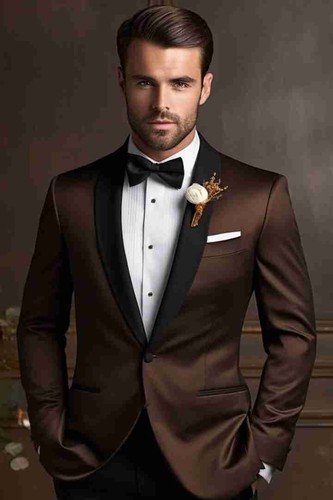 Chocolate Brown Tuxedo Suit for Men Elegant Classic Formal & Party Wear ...