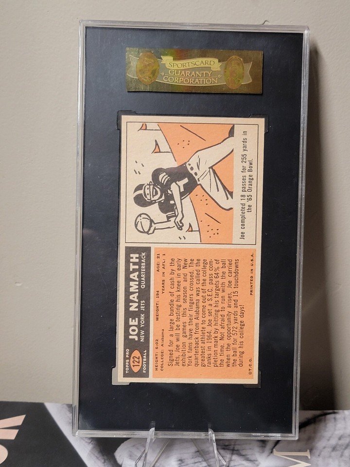 1965 Topps Football #122 Joe Namath New York RC Rookie HOF SGC 86 NM+ ...