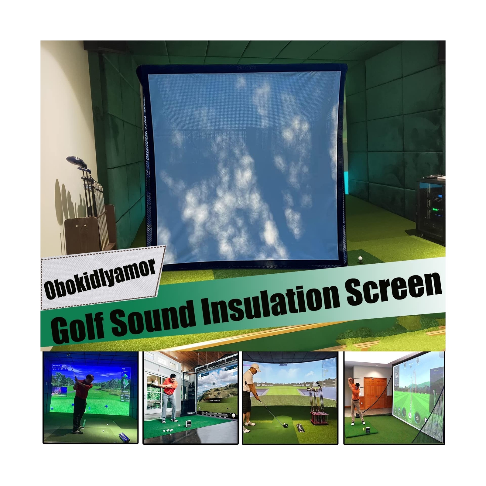 Obokidlyamor Golf Simulator Impact Screens Installed on Golf Hitting Net Fram... | eBay
