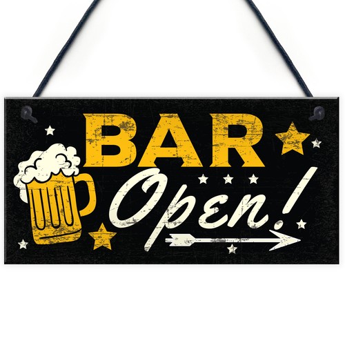 BAR OPEN Sign Beer Vodka Plaque Garden Shed Pub Man Cave Sign ...