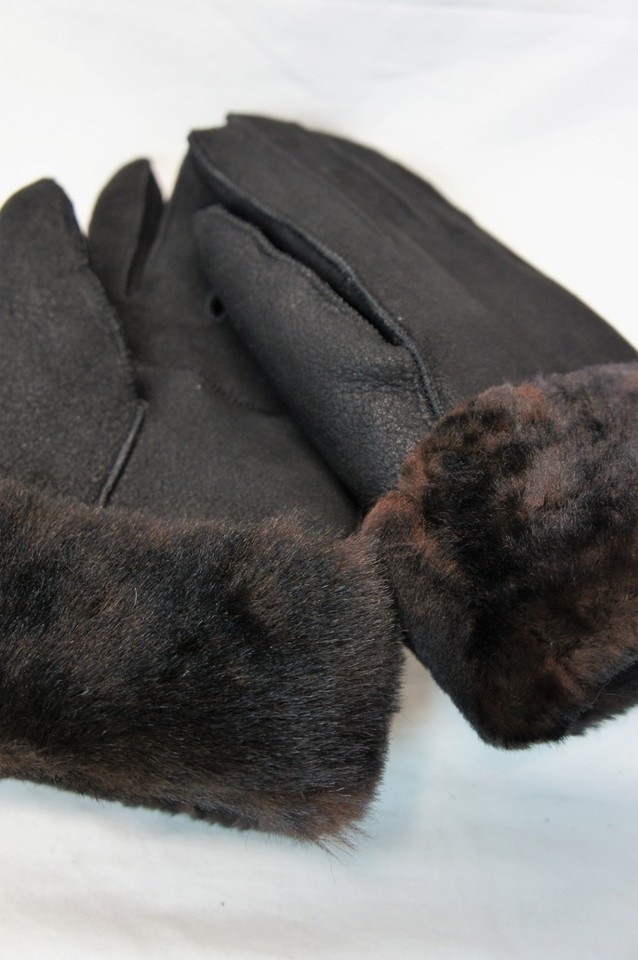 REAL GENUINE SHEEPSKIN SHEARLING LEATHER GLOVES UNISEX Fur Winter 2 ...