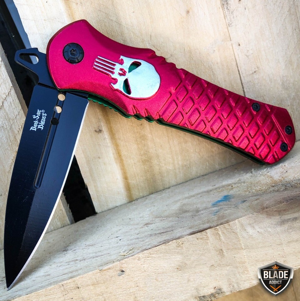 DARK SIDE BLADES Skull Spartan Tactical Spring Assisted OPEN Pocket ...