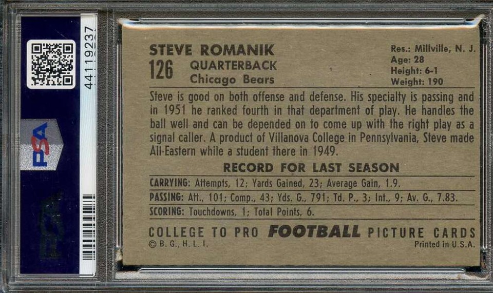 1952 BOWMAN LARGE #126 STEVE ROMANIK PSA 6 (RC) SP BEARS | eBay