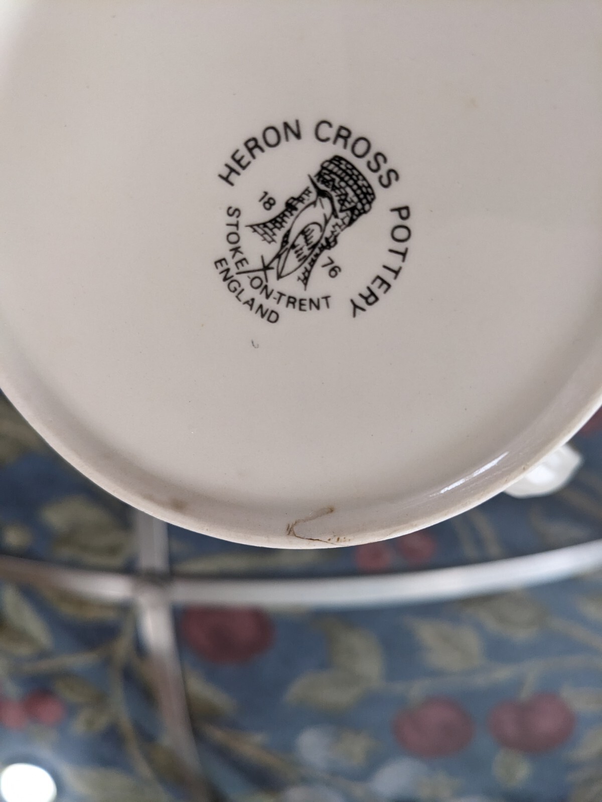 Heron Cross Pottery Mug Zebra Grate Polish Advertising Vintage 4" X 5. ...