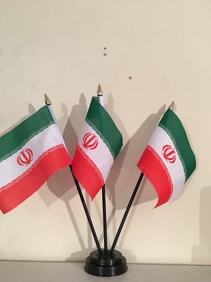 NEW IRAN TABLE FLAG SET of 3 flags and base | eBay UK