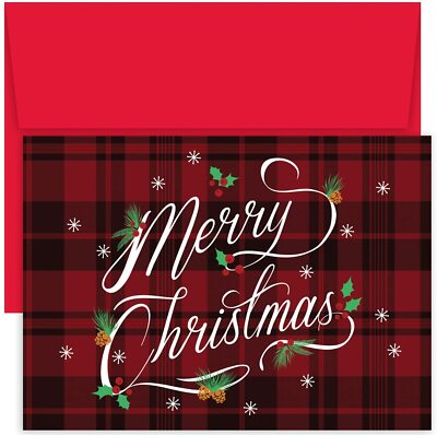 Plaid Merry Christmas 18-Count Christmas Cards in Keepsake Box (880600 ...