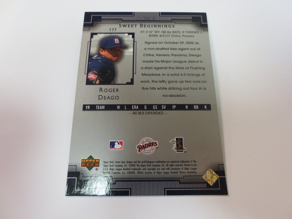 2003 Upper Deck Sweet Beginnings Roger Deago Card #177 Serial #690/2003 ...