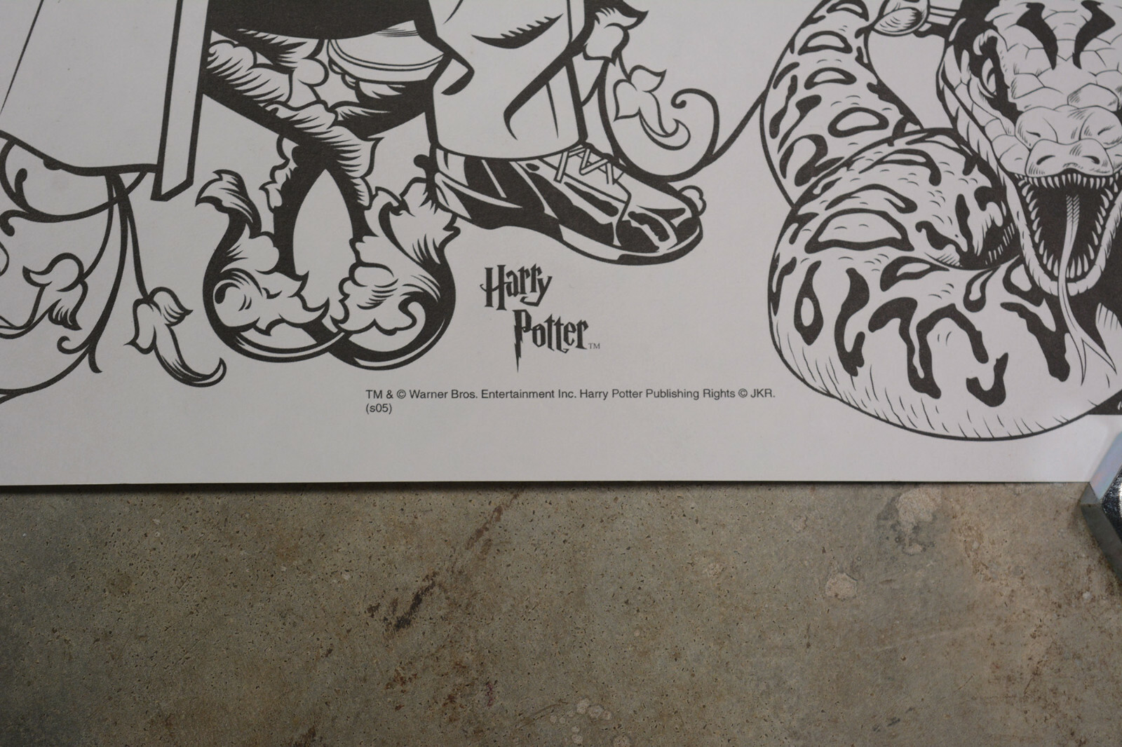 Harry Potter Coloring Poster black white 16"x20" Hermione Ron Grindylow ...