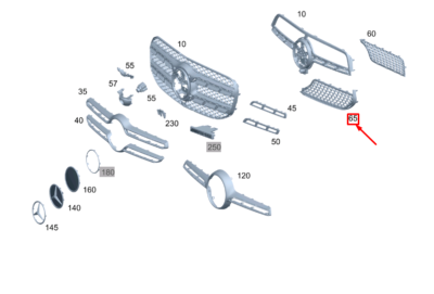 MB GLE W167 Radiator Right Lower Carrier Grille A1678888900 NEW GENUINE ...