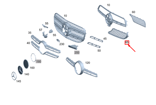 MB GLE W167 Radiator Right Lower Carrier Grille A1678888900 NEW GENUINE ...