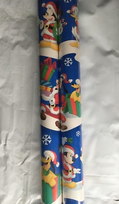 Disney Mickey Donald Goofy Pluto GIFT WRAP WRAPPING PAPER ROLL HOLIDAY ...