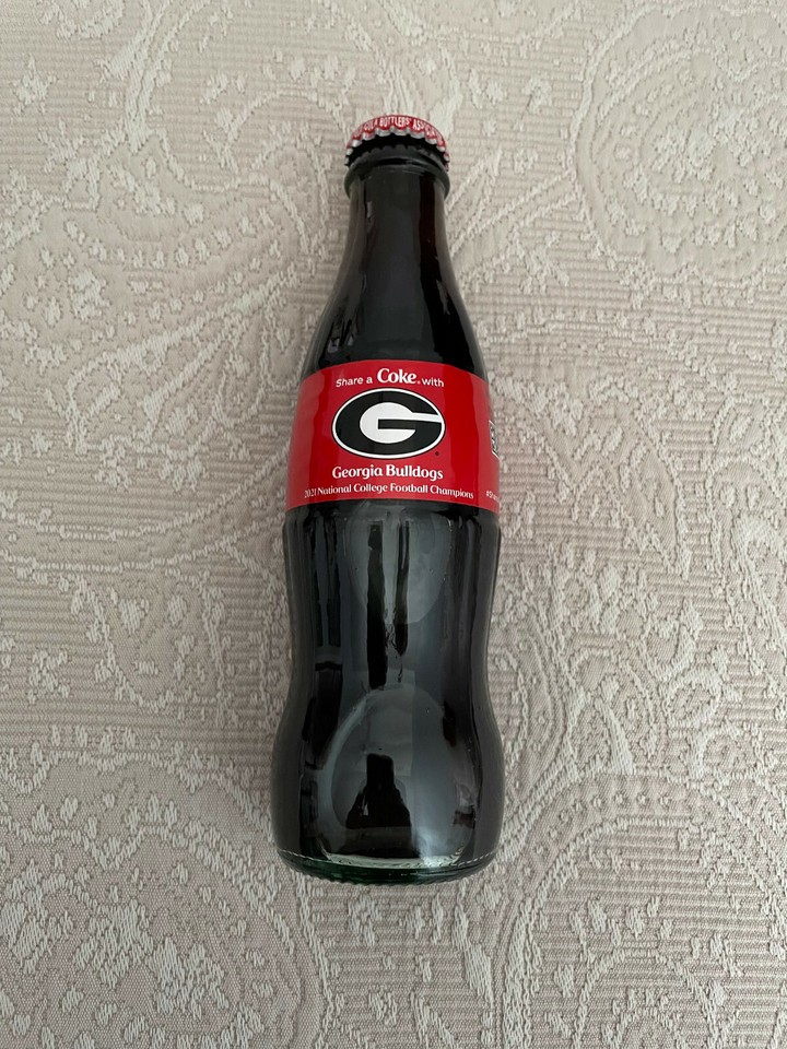 COCA COLA UGA GEORGIA 1980 & 2021 FOOTBALL NATIONAL CHAMPS 8OZ BOTTLE ...