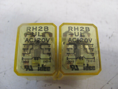 Lot of (2) IDEC RELAY RH2B-UL AC110-120V 50/60HZ 10A 240VAC, 10A 30VDC ...