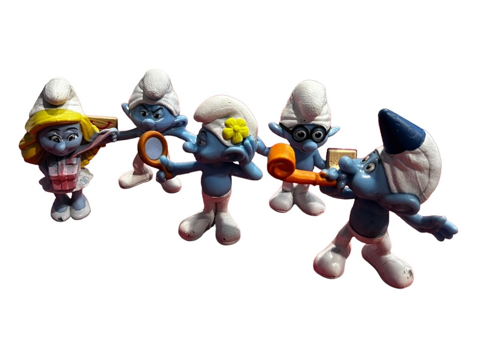 Lot of 7 Smurfs - Chef Painter Smurfette Brainy Vanity Grouchy & Party ...