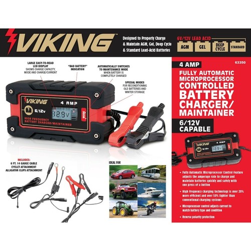 VIKING 4Amp Fully Automatic Microprocessor-Controlled Battery Charger ...