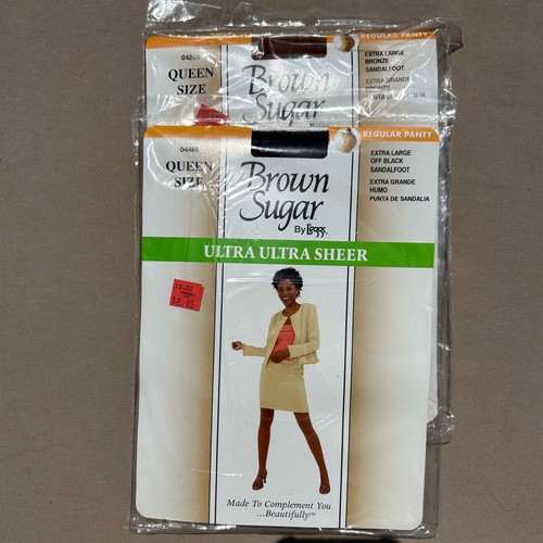 Brown Sugar Leggs Pantyhose Ultra Sheer Sandalfoot Size XL Bronze & Off ...
