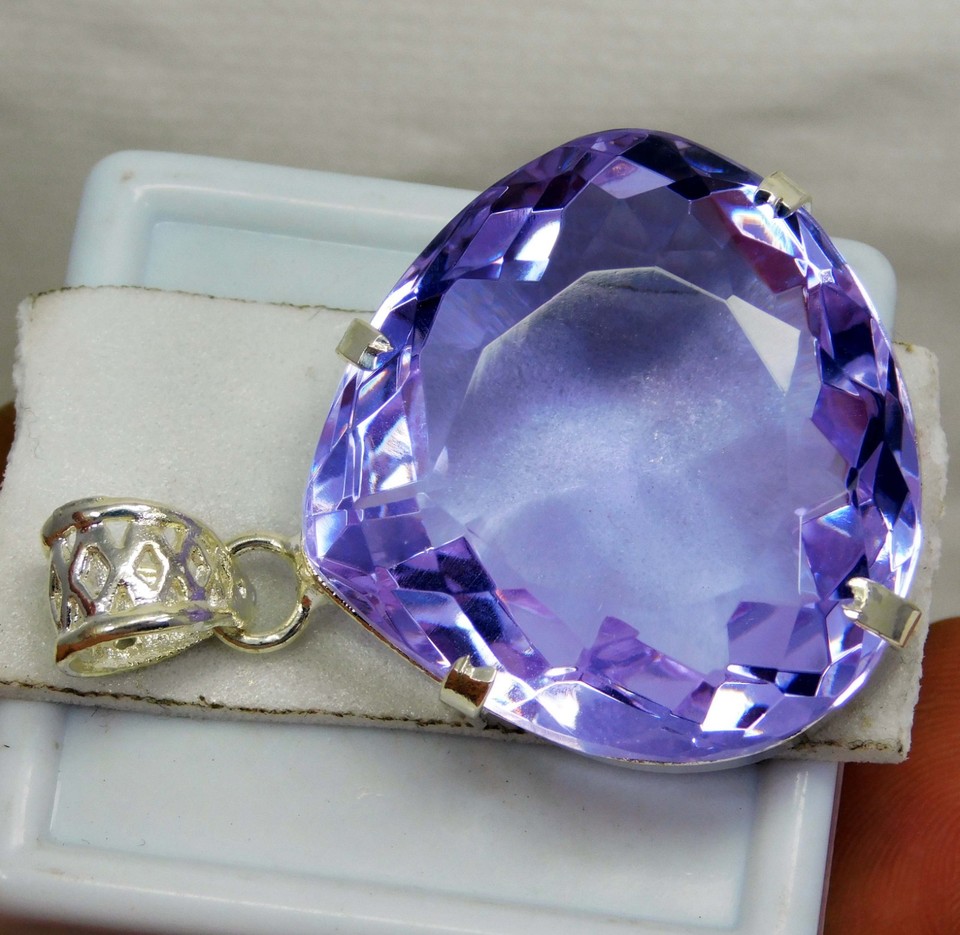 Certified 100.55 Ct Natural Purple Topaz Brazil Gem 925 Solid Silver ...
