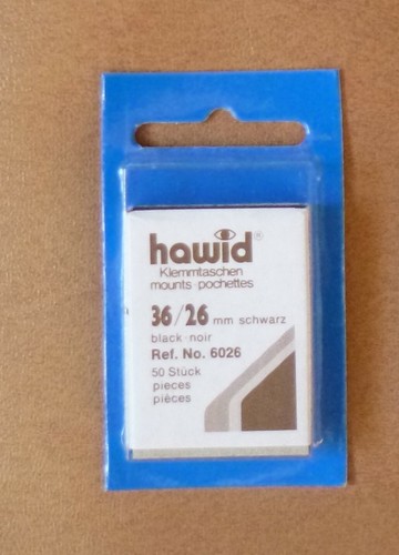 HAWID STAMP MOUNTS BLACK Pack of 50 Individual 36mm x 26mm - Ref. No ...