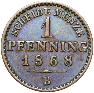 Prussia - Wilhelm I - Coin - 1 Pfennig 1868 B - Breslau Wrocław ...
