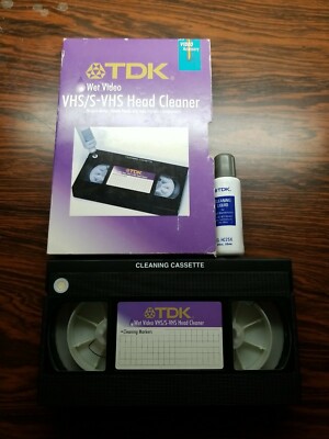 TDK Wet Video Clear VHS Head Cleaner VHS/S Video w/ VCR Cleaner ...