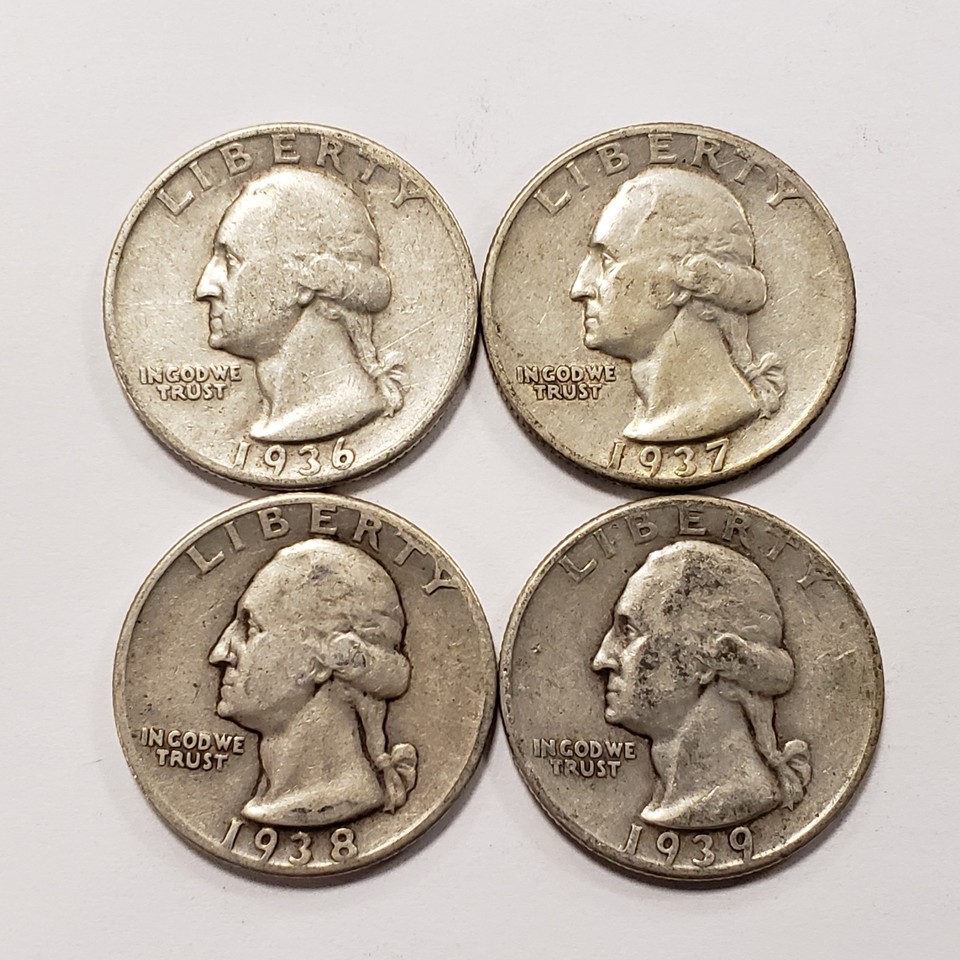 1932-1939 P 25c Washington Silver Quarter 7 Consecutive Year Set- SKU ...