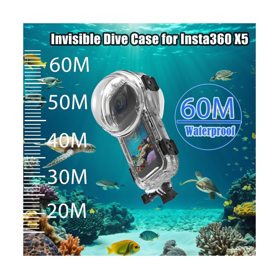 PCTC Insta360 X5 197FT Waterproof Dive Case - 60M Submersible | eBay