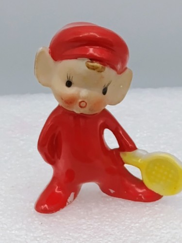Vintage Japan Pixie Elf with Tennis Racket Red Ceramic Figurine 1950's ...