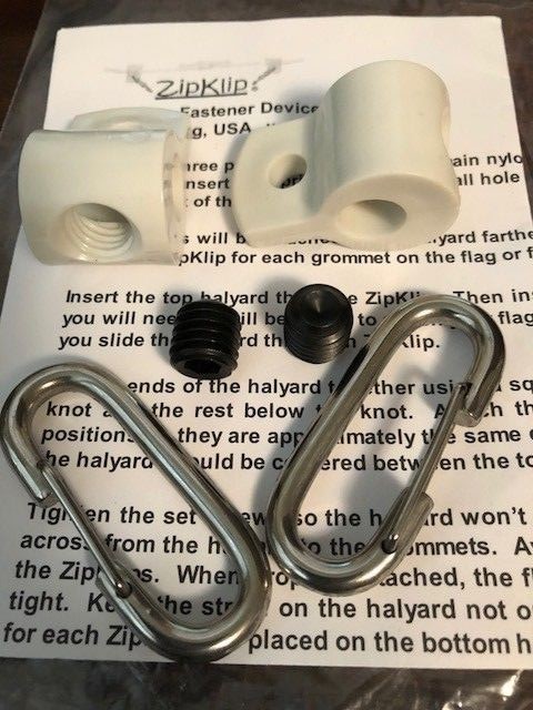 ZipKlip Flag Fasteners for Flagpole clips snaps halyard flag fastening ...
