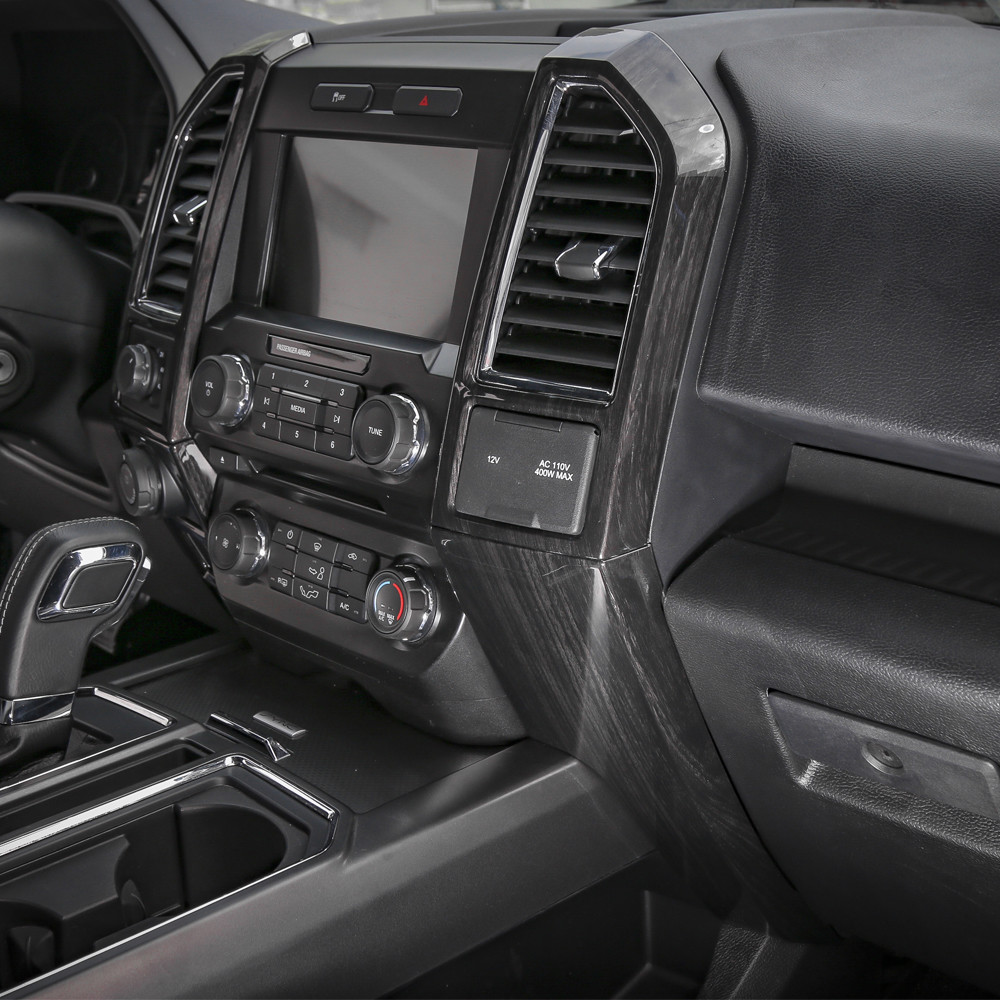 For Ford F150 2015-19 Black Wood Grain Central Control Cover Trim Decor ...