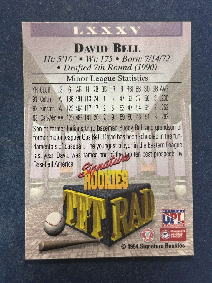 1994 Signature Rookies Tetrad David Bell Autograph Cleveland Indians ...