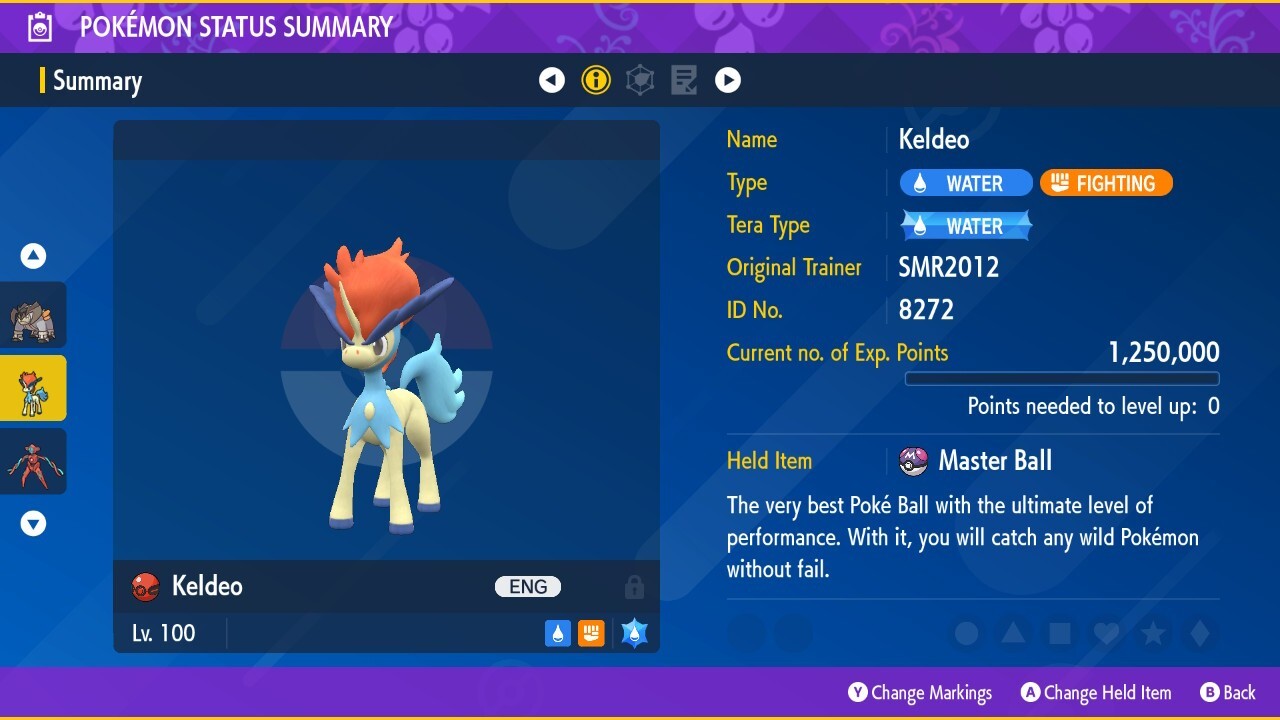 Non-Shiny Keldeo 6IV Lv. 100 Timid Nature Pokemon Home Scarlet Violet ...