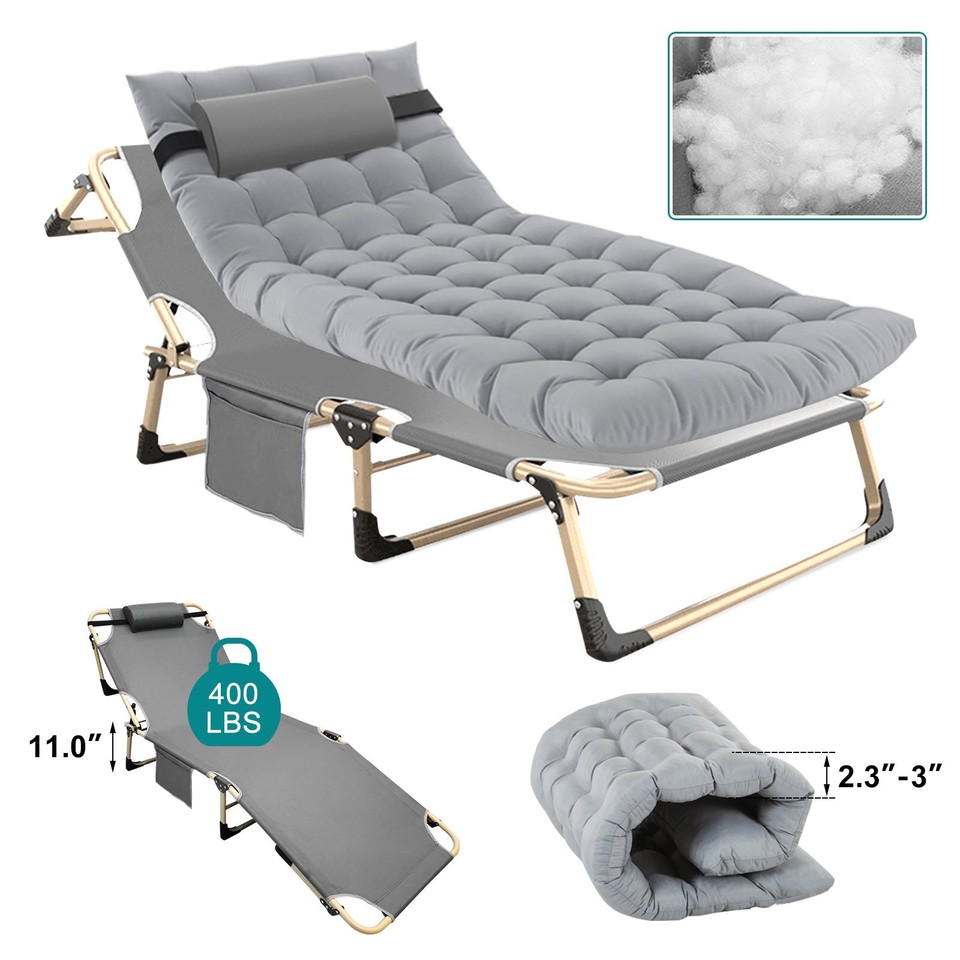 Slsy Adjustable 4-Position Folding Camping Cot Sleeping Cots W/Mat ...
