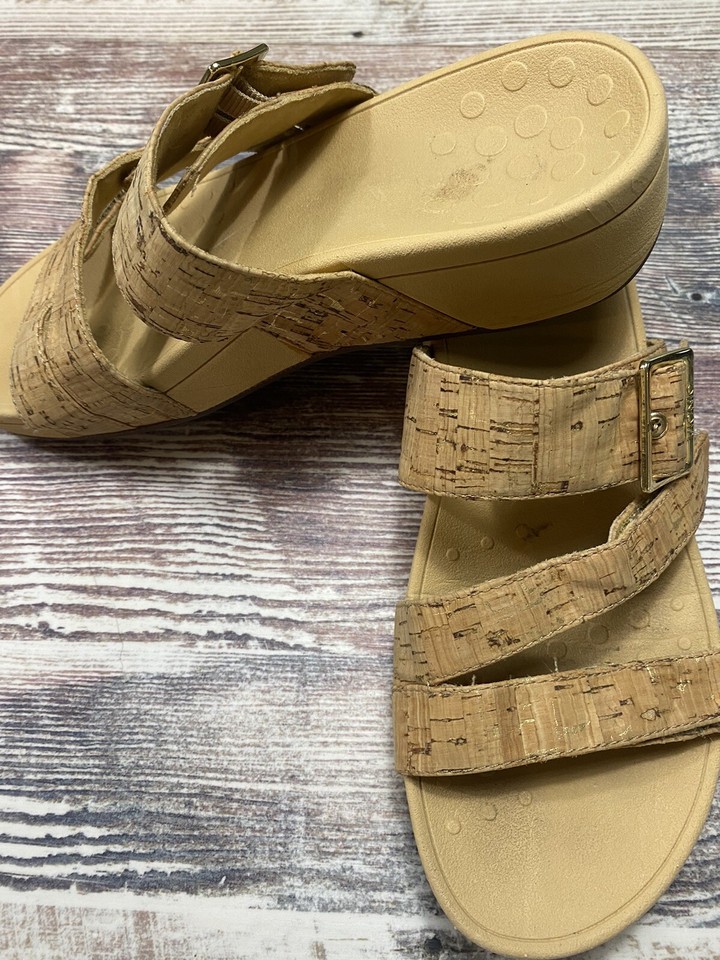 Vionic Rio Wedge Sandals Size 8 Cork Top Chip On Heel Pictured | eBay