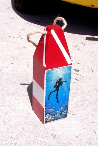 Scuba Diver handcrafted wooden Buoy art nautical decor marine life ...