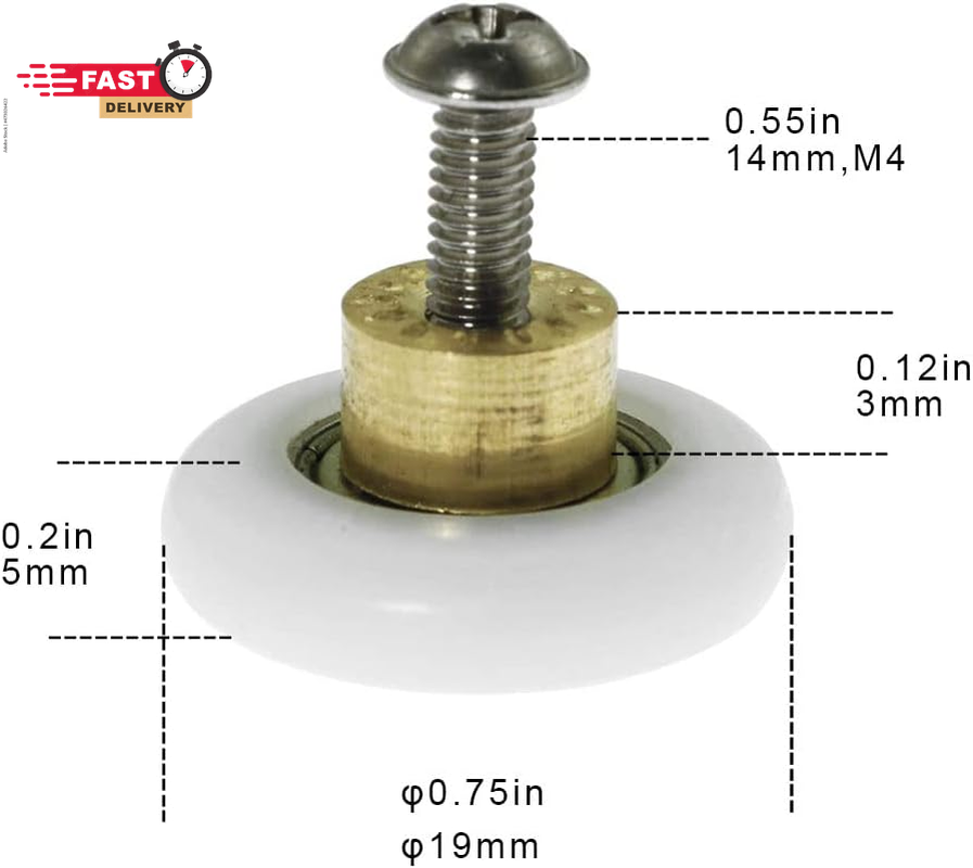4PCS Shower Door Rollers Runners Wheels Replacement Part Bathroom Glass ...